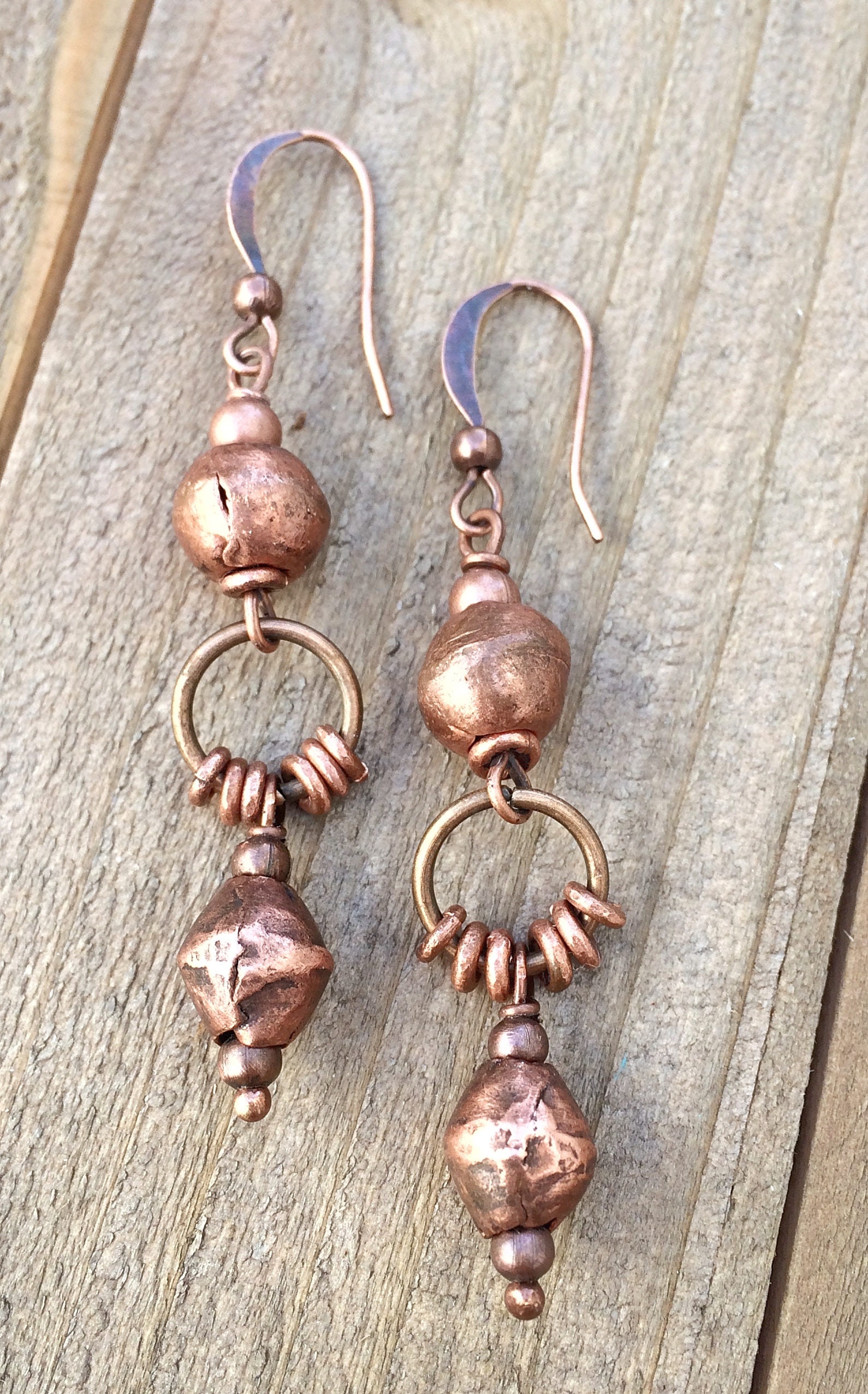Ethnic Copper Dangle Earrings Rustic Copper Jewelry Bohemian - Etsy