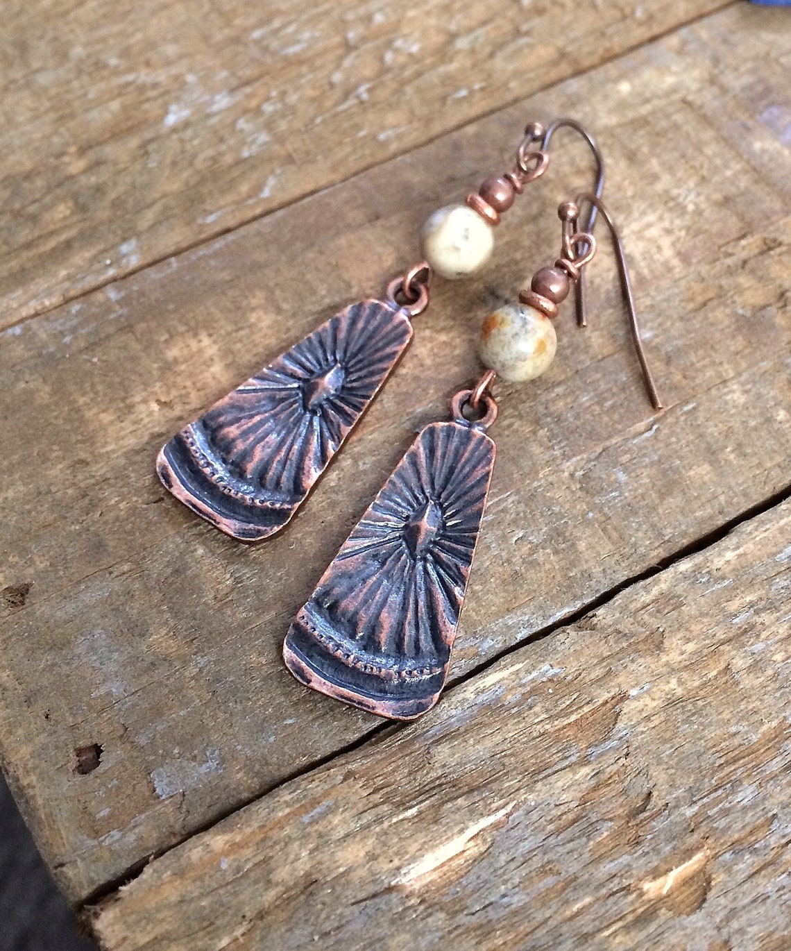 Copper Earrings Bohemian Earrings Boho Dangle Earrings Etsy