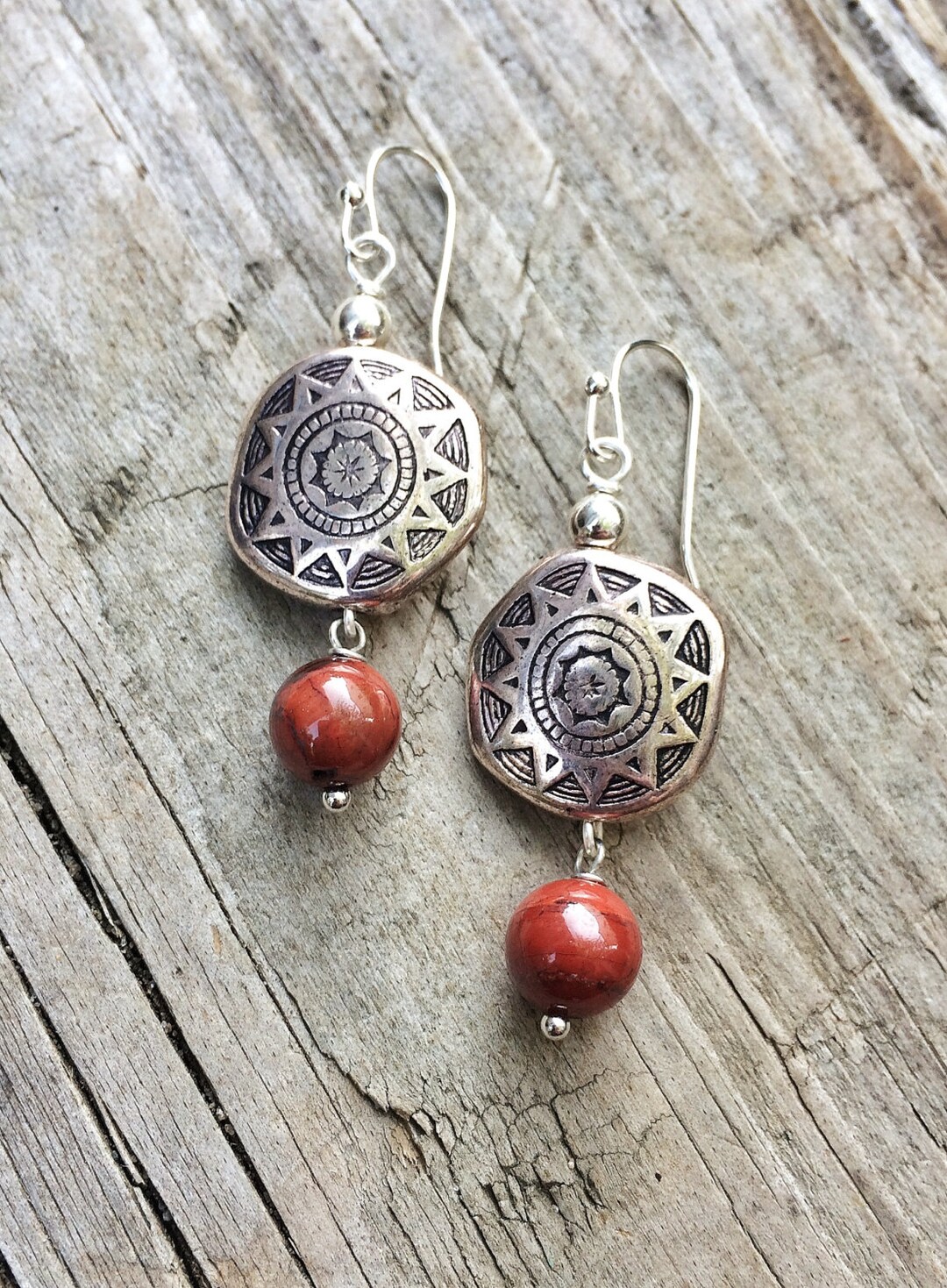 Silver Earrings, Silver Jewelry, Red Earrings, Southwestern Earrings ...