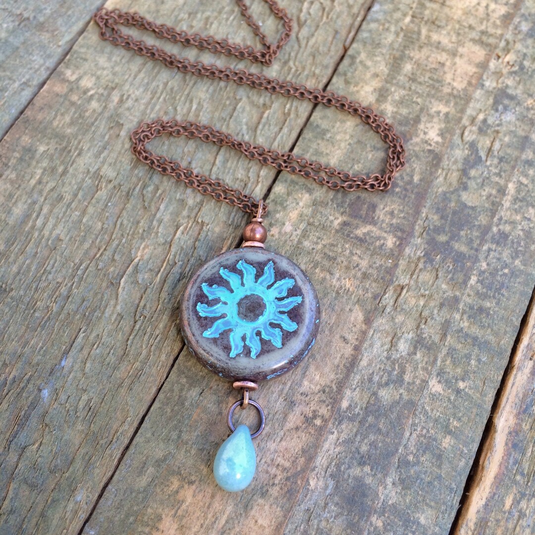 Copper Sun Necklace, Celestial Sun Jewelry, Zodiac Sun Necklace, Sun ...