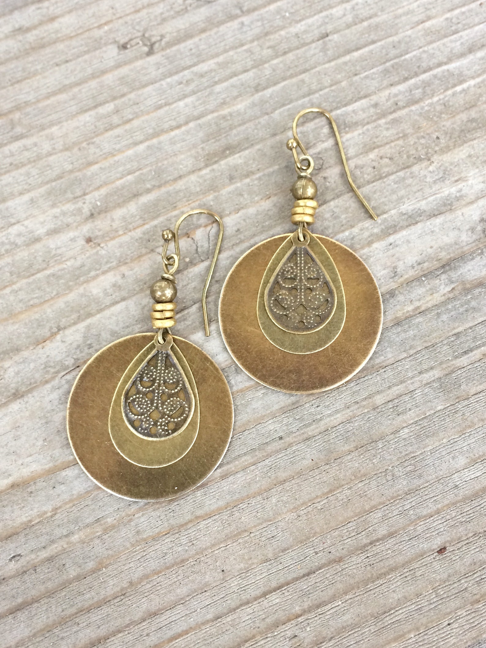 Bohemian Earrings Dangle Boho Earrings Brass Dangle Earrings Boho ...