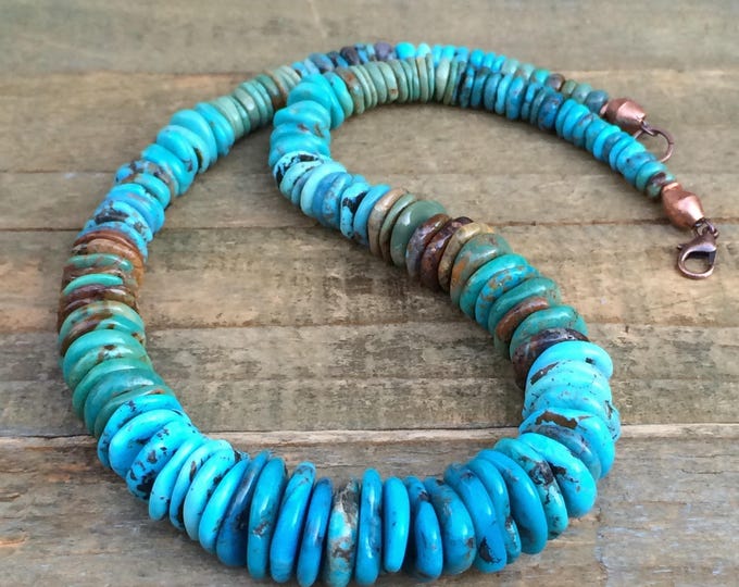Genuine Turquoise Statement Necklace, Chunky Turquoise Statement ...
