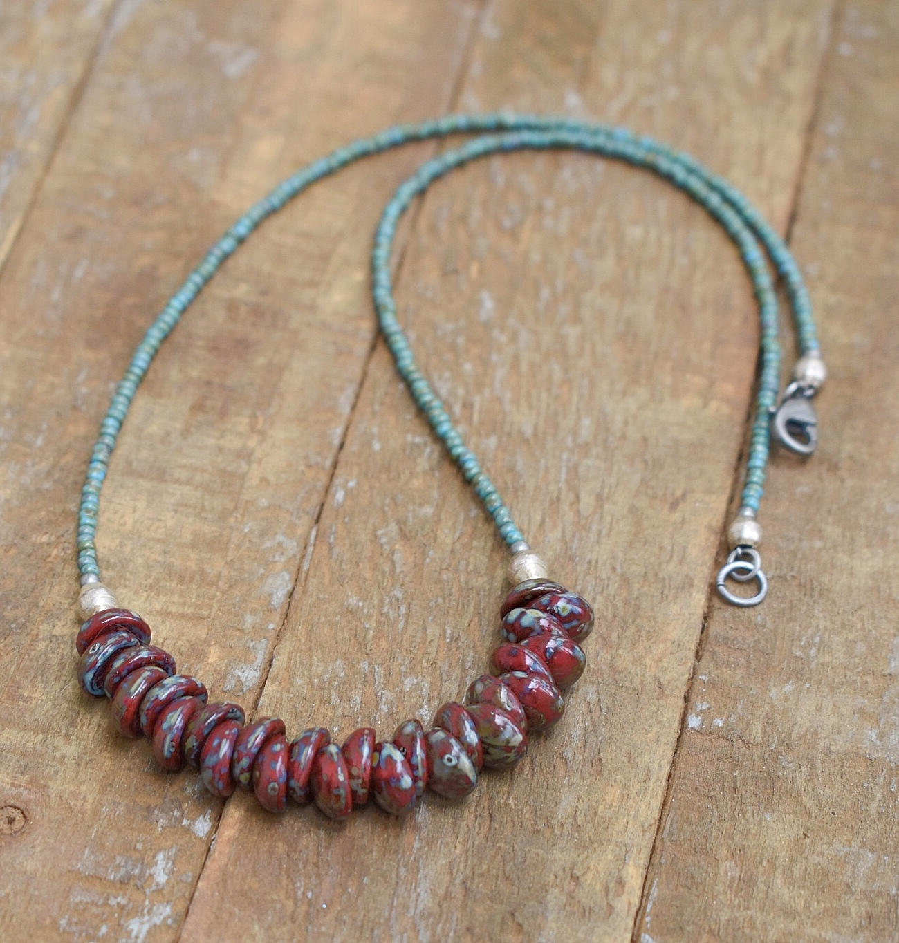 Red Beaded Necklace Beaded Jewelry Unique Necklace for | Etsy