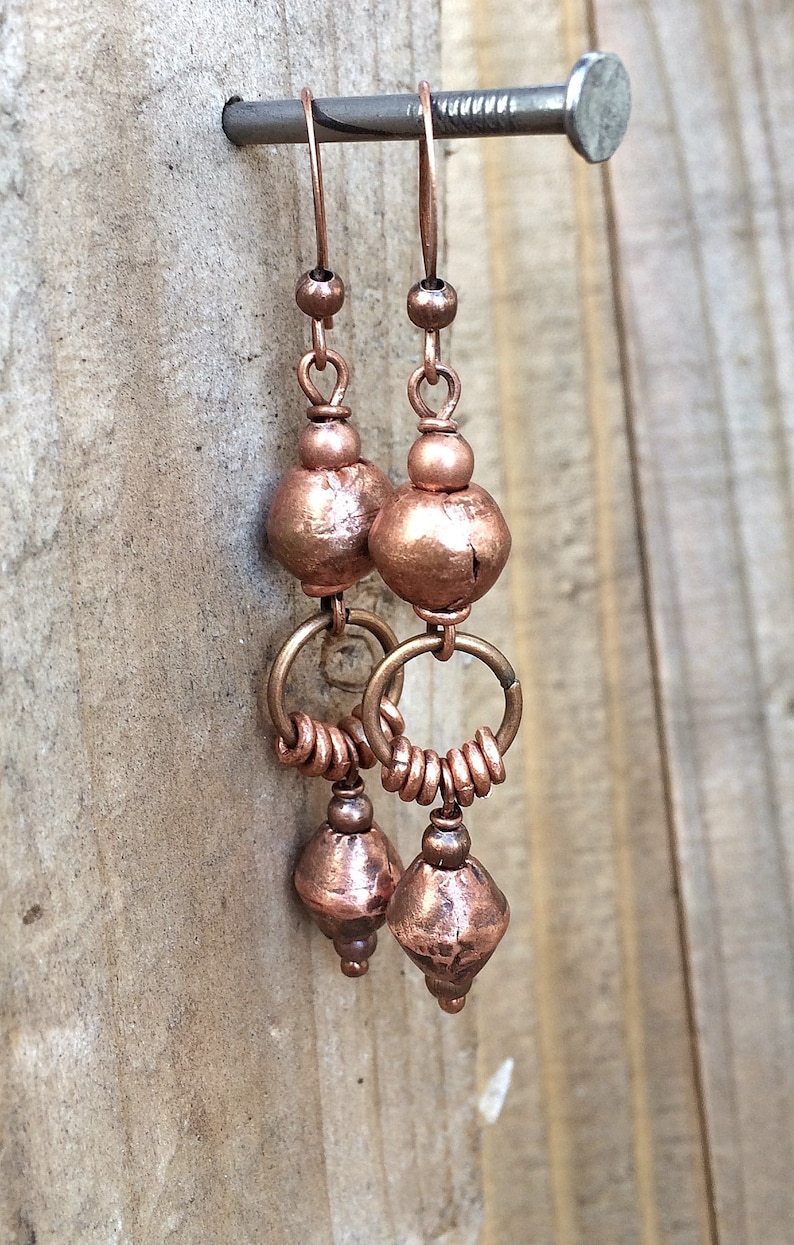 Ethnic Copper Dangle Earrings Rustic Copper Jewelry Bohemian - Etsy