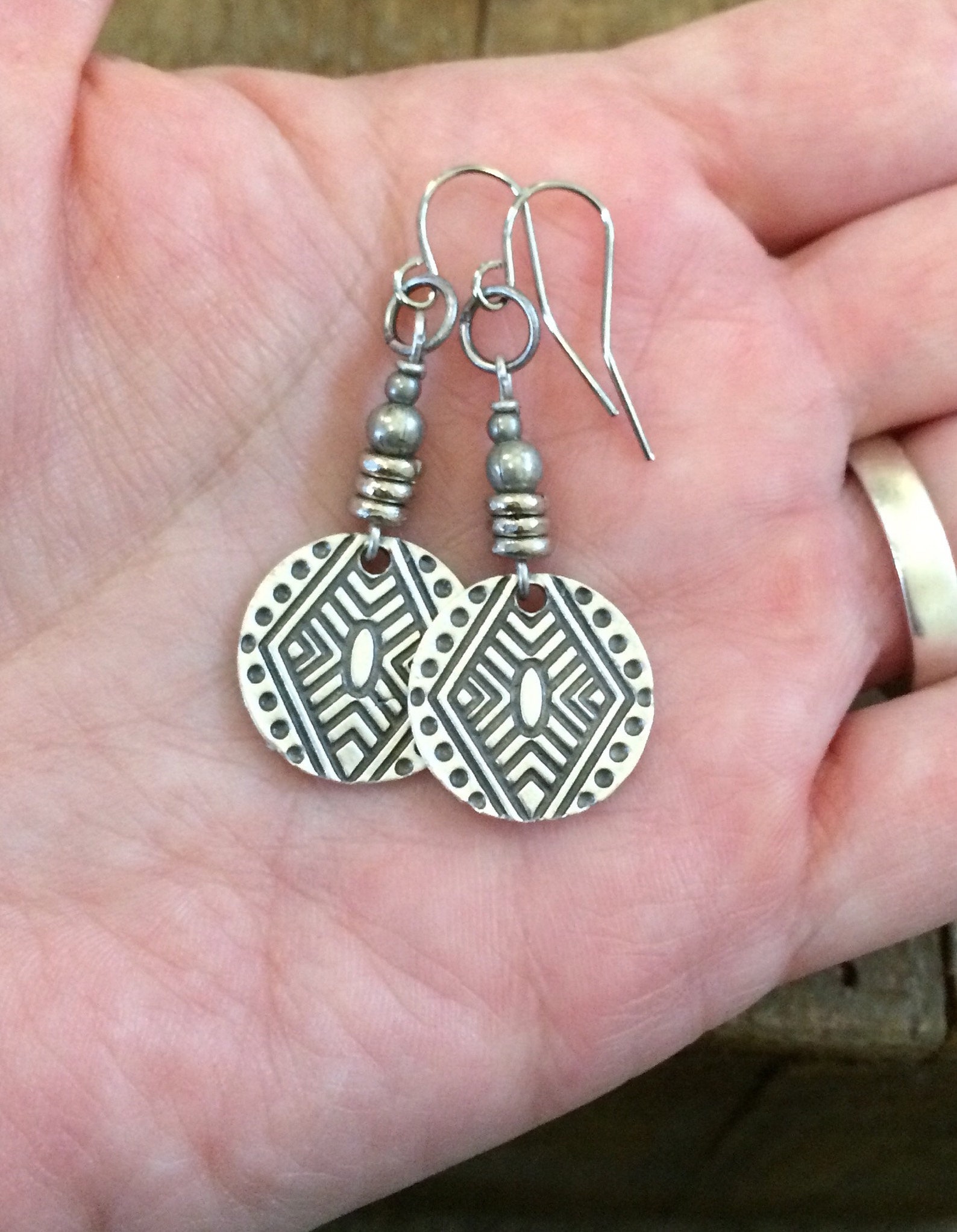 Silver Tribal Silver Earrings, Ethnic Silver Jewelry, Geometric ...