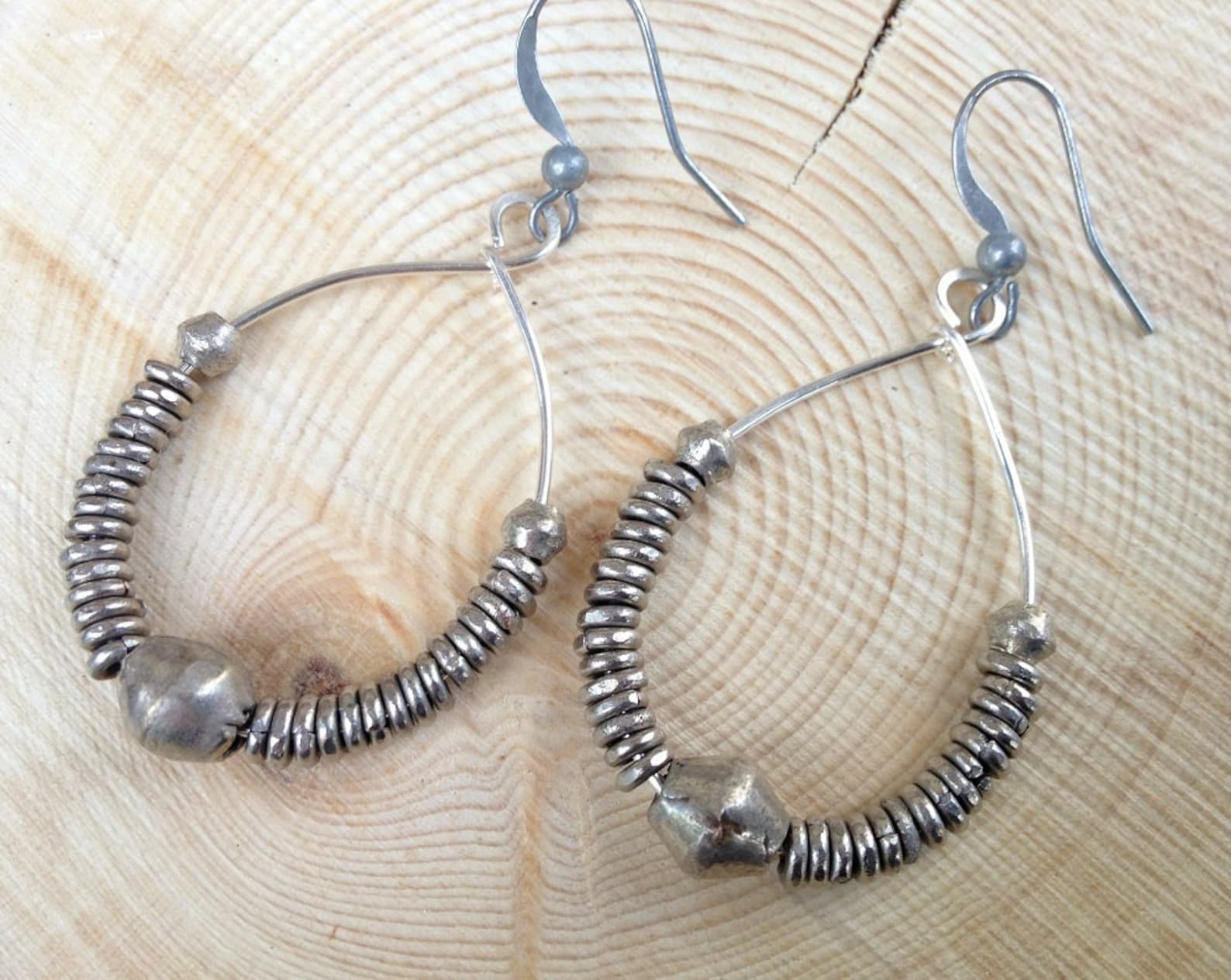 Silver Hoop Earrings, Boho Earrings, Boho Silver Jewelry, Tribal ...