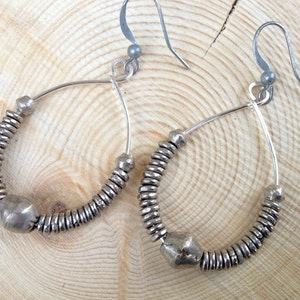 Silver Hoop Earrings, Boho Earrings, Boho Silver Jewelry, Tribal ...