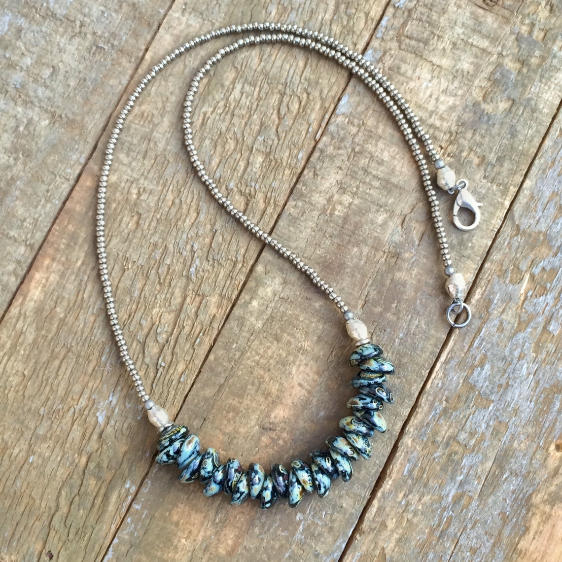 Black Beaded Necklace Silver Beaded Jewelry Unique Necklace | Etsy