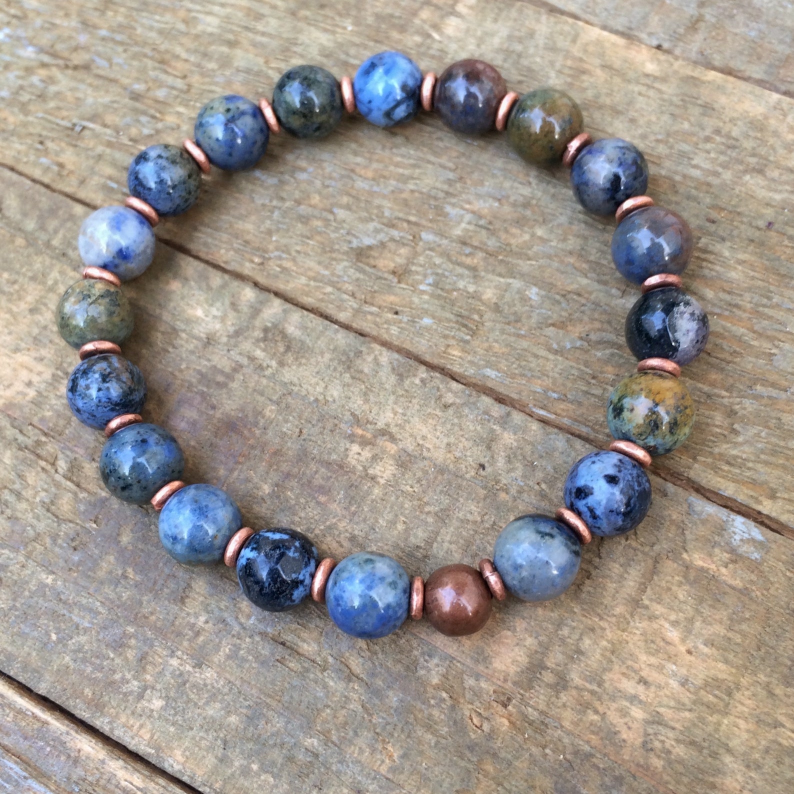 Blue Stone Bracelet Stacking Stretch Bracelet Blue Jewelry - Etsy