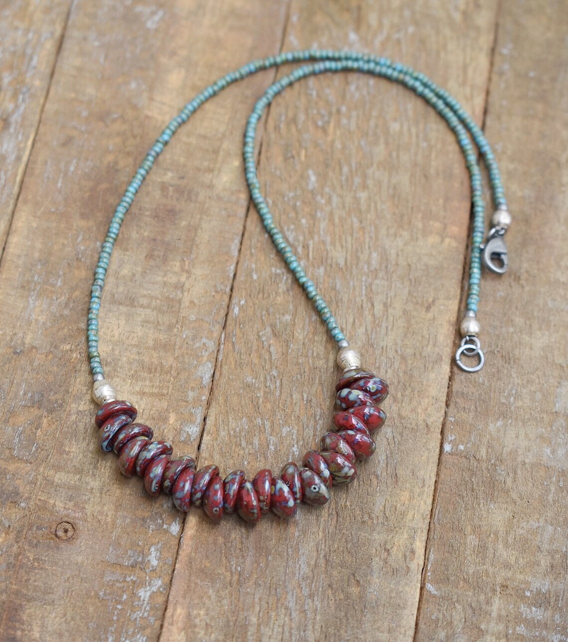 Red Beaded Necklace Beaded Jewelry Unique Necklace for - Etsy