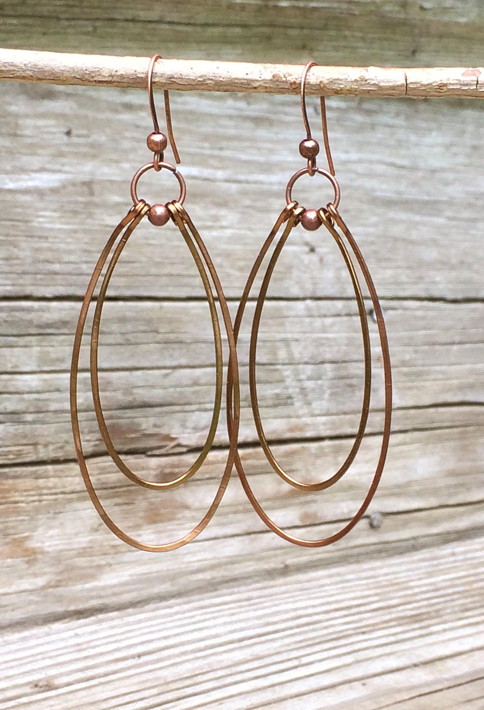 Copper Hoop Earrings Hammered Copper Jewelry Copper | Etsy