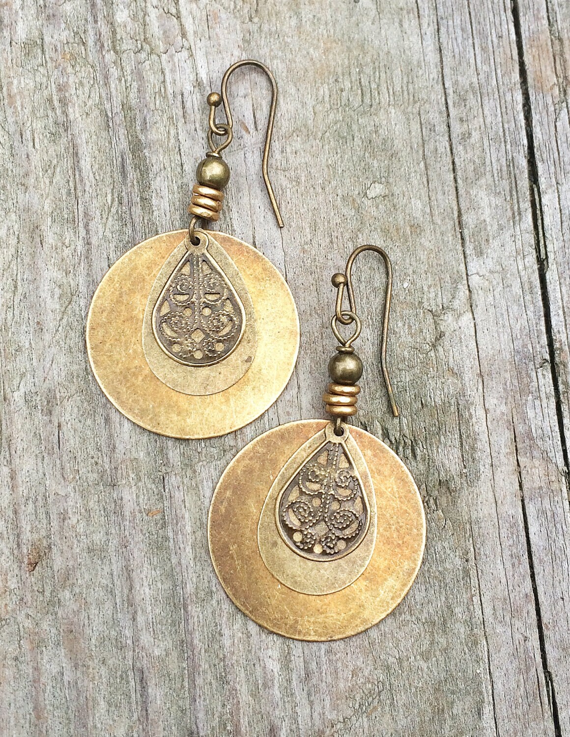 Bohemian Earrings Dangle Boho Earrings Brass Dangle - Etsy