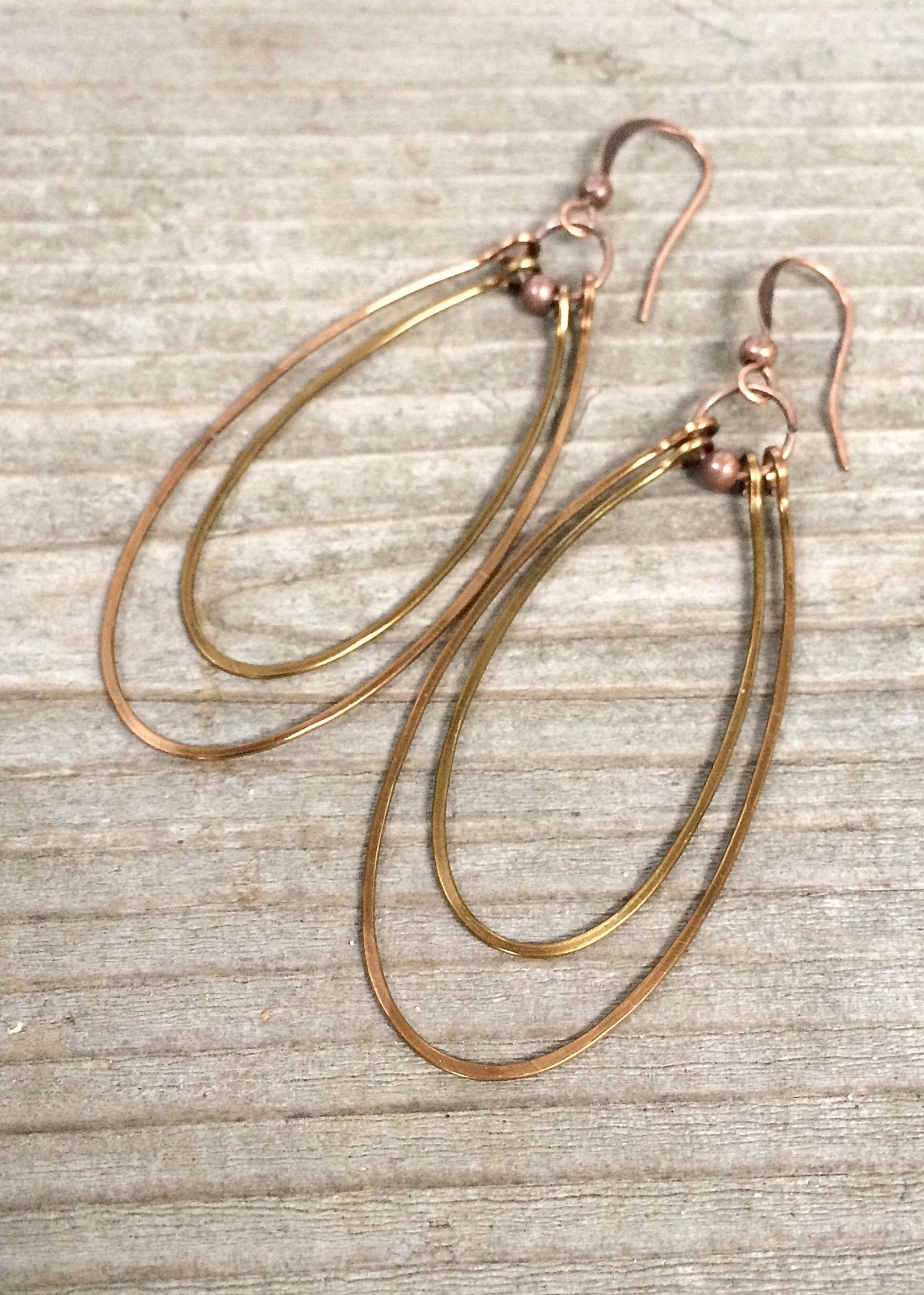 Copper Hoop Earrings, Hammered Copper Jewelry, Copper Earrings, Boho ...