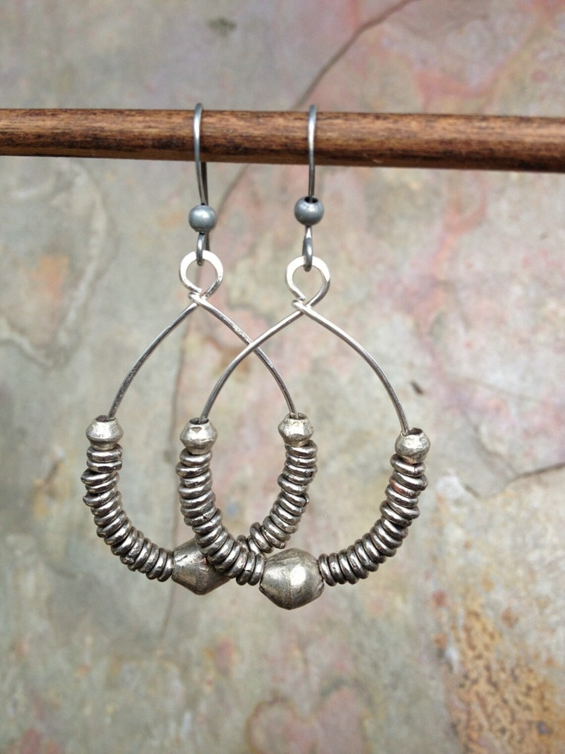 Silver Hoop Earrings, Boho Earrings, Boho Silver Jewelry, Tribal ...