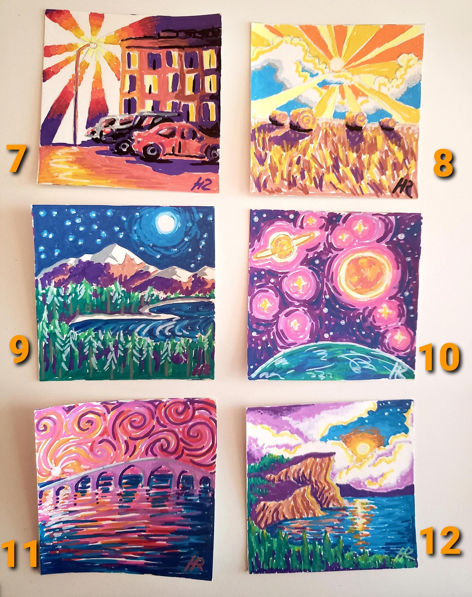 Mini Scenic Illustrations! Original Drawings, 3"x3" Acrylic Marker ...