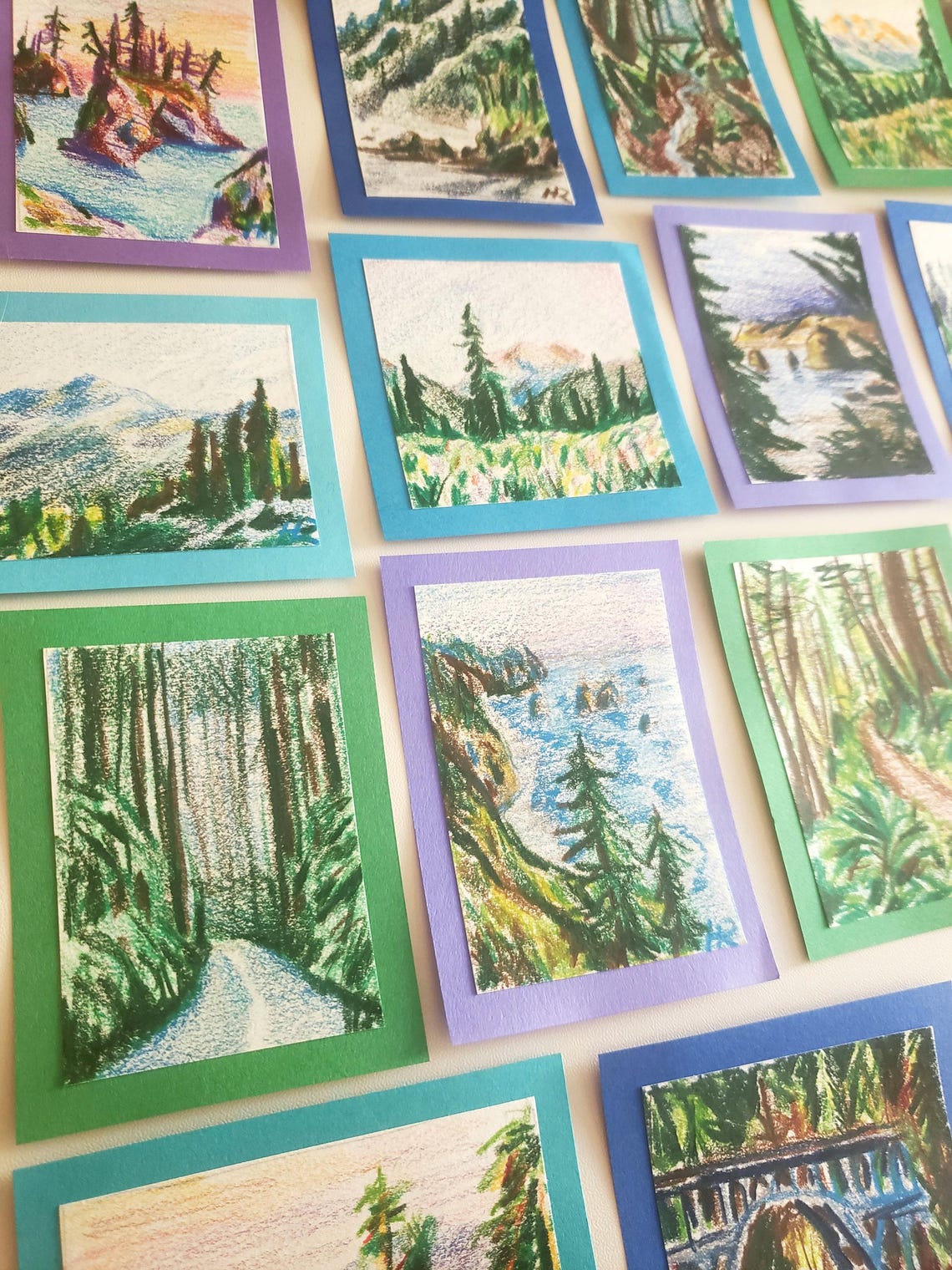 Mini Pacific Northwest Landscapes, Original Thumbnail Drawings, Colored ...