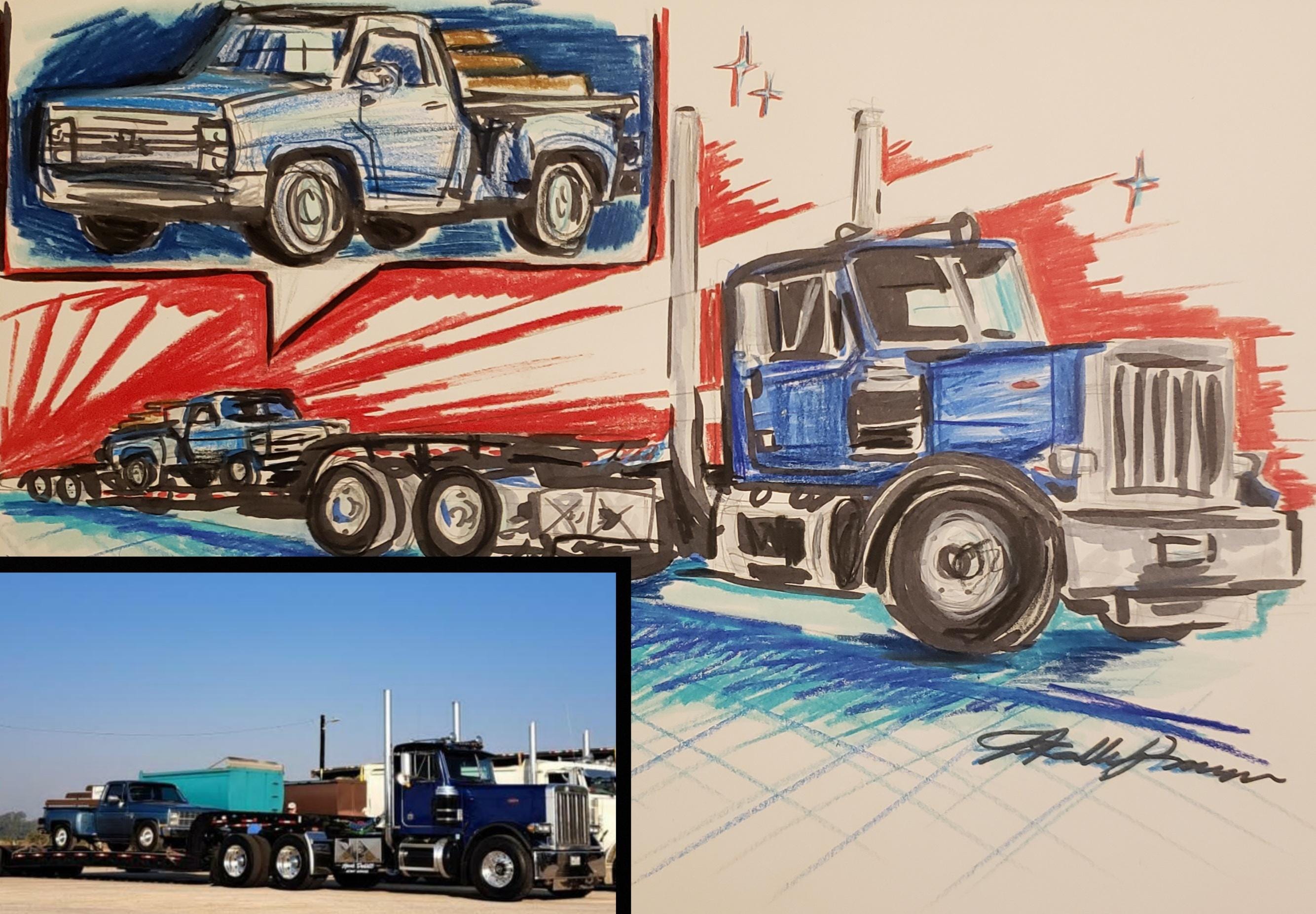 Custom Car Drawing From Photo, Mixed Media Drawing, Original Artwork ...