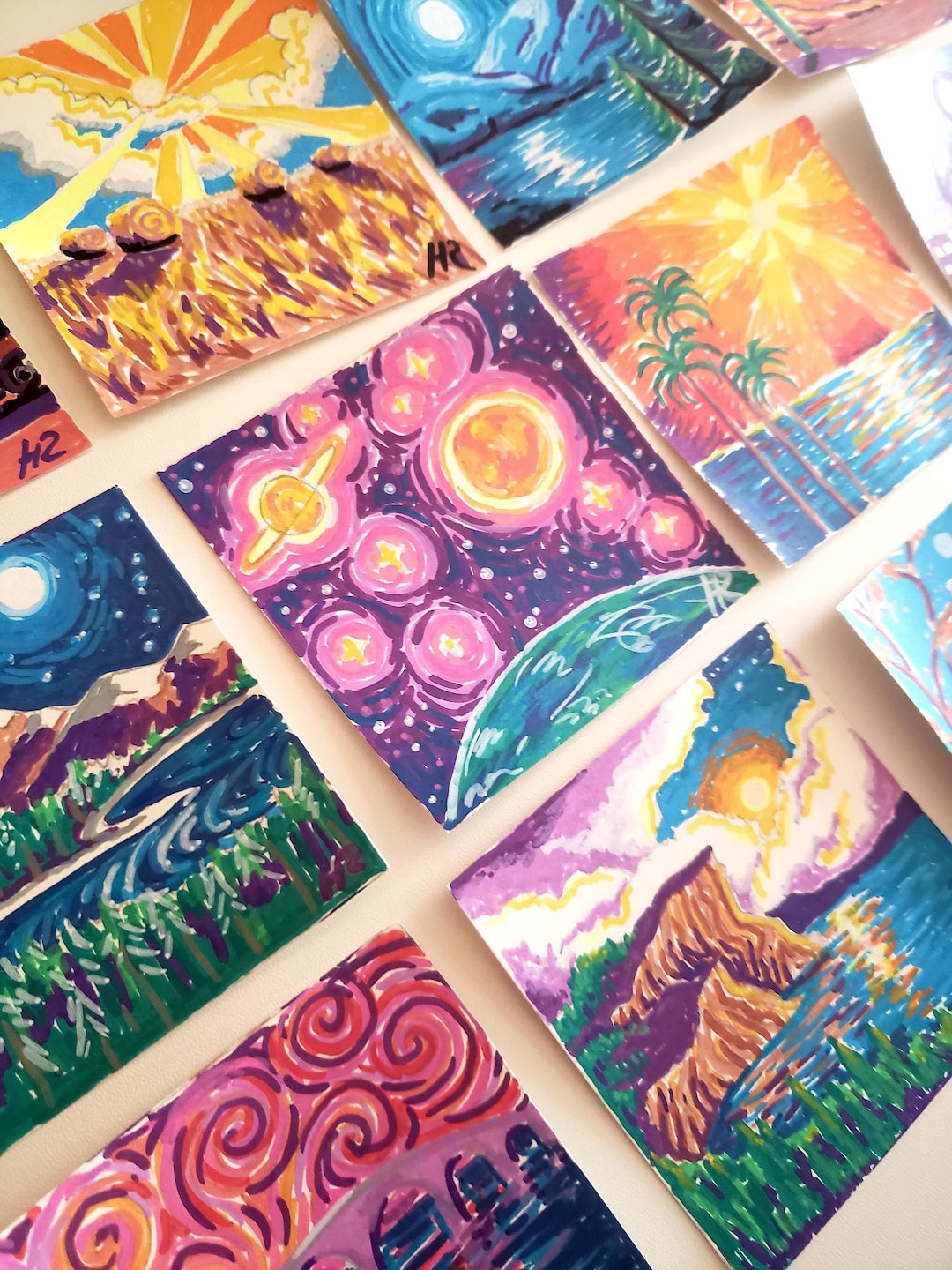 Mini Scenic Illustrations! Original Drawings, 3"x3" Acrylic Marker ...