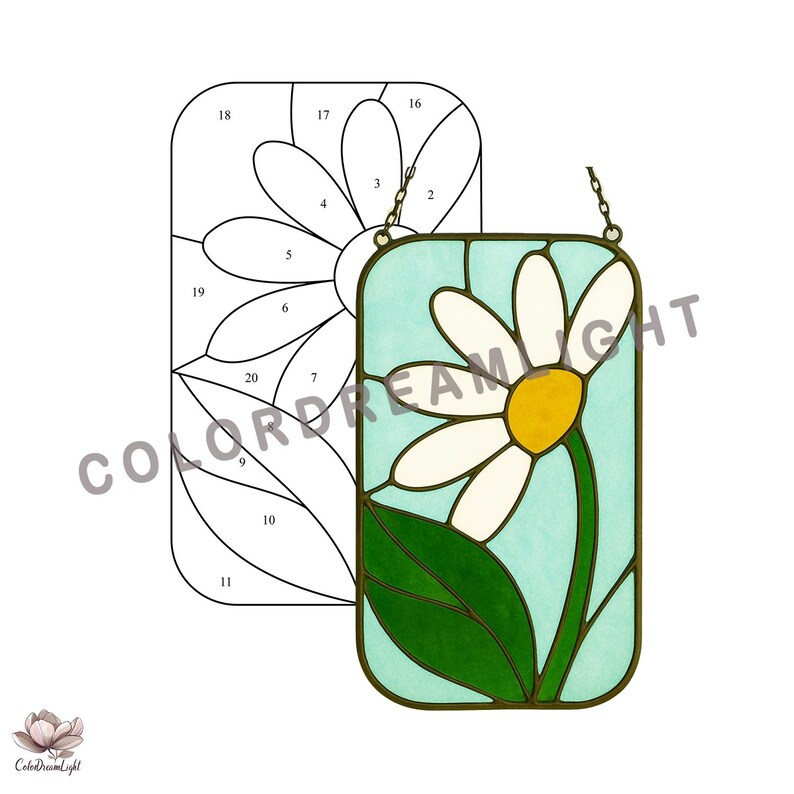 Daisy Stained Glass Pattern PDF – Easy Flower Suncatcher Template for ...