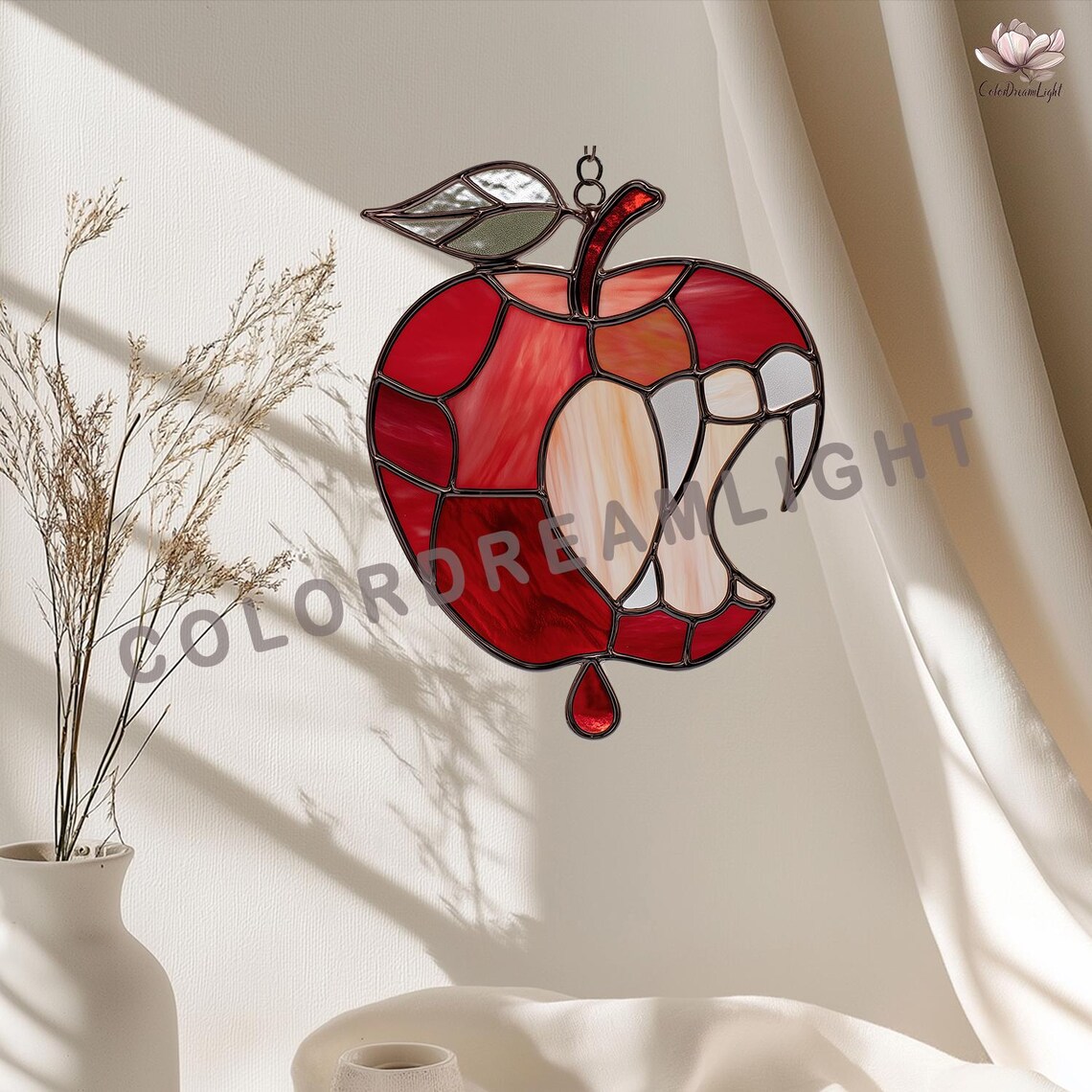 Vampire Apple Stained Glass Pattern PDF, Red Apple Suncatcher Design ...