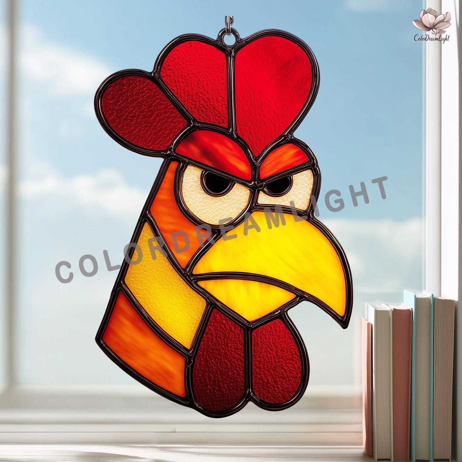 Rooster Stained Glass Pattern, Chicken Suncatcher Template, Farm Animal ...