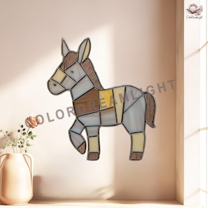 Donkey Stained Glass Pattern PDF | Cute Farm Animal Suncatcher Templat ...