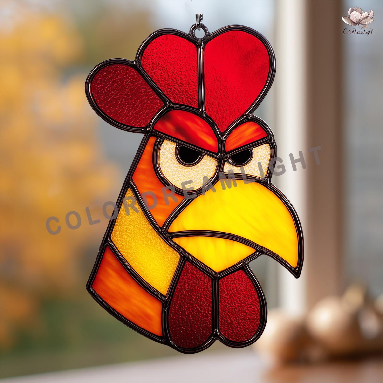 Rooster Stained Glass Pattern, Chicken Suncatcher Template, Farm Animal ...