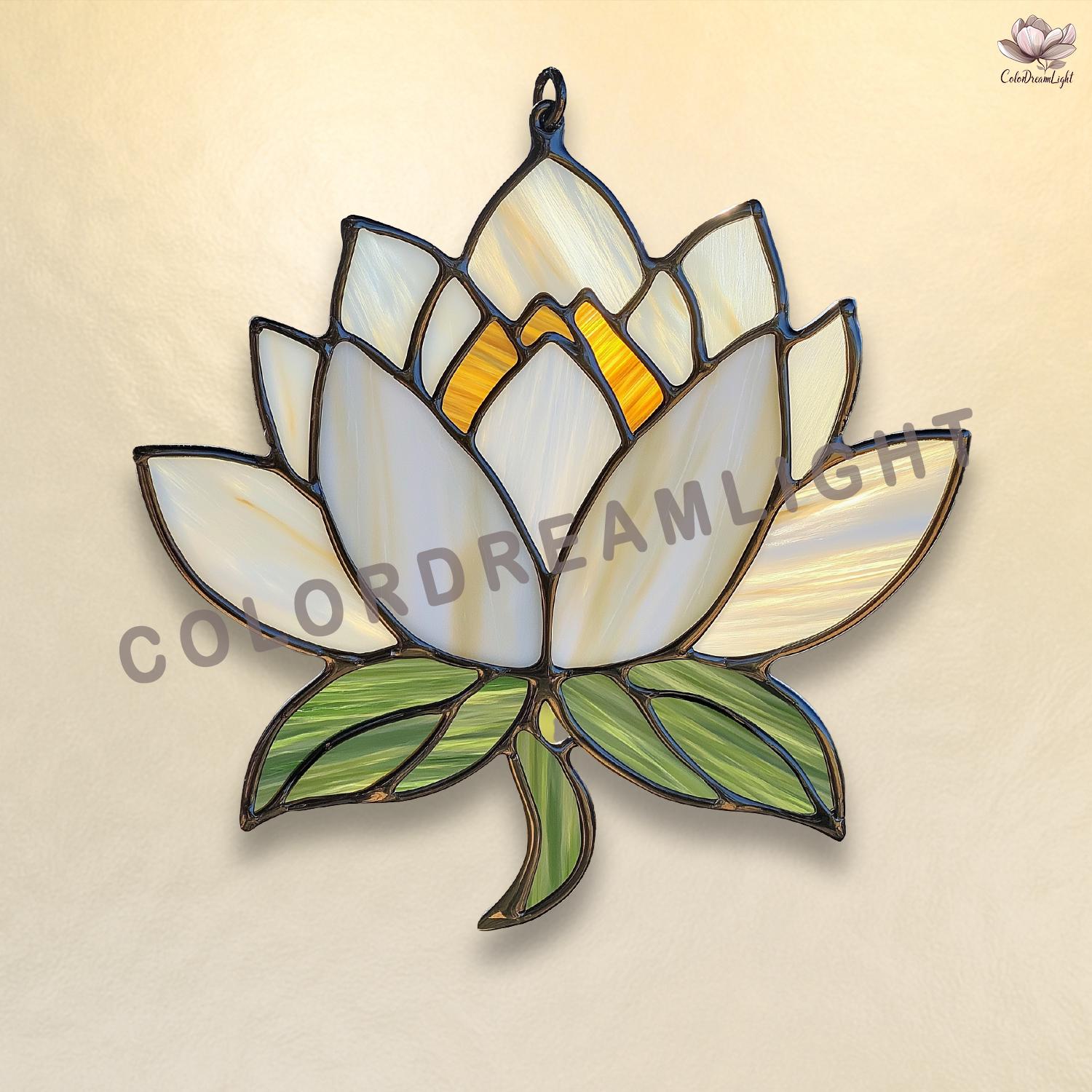 Lotus Stained Glass Pattern PDF – DIY Lotus Flower Suncatcher Design ...
