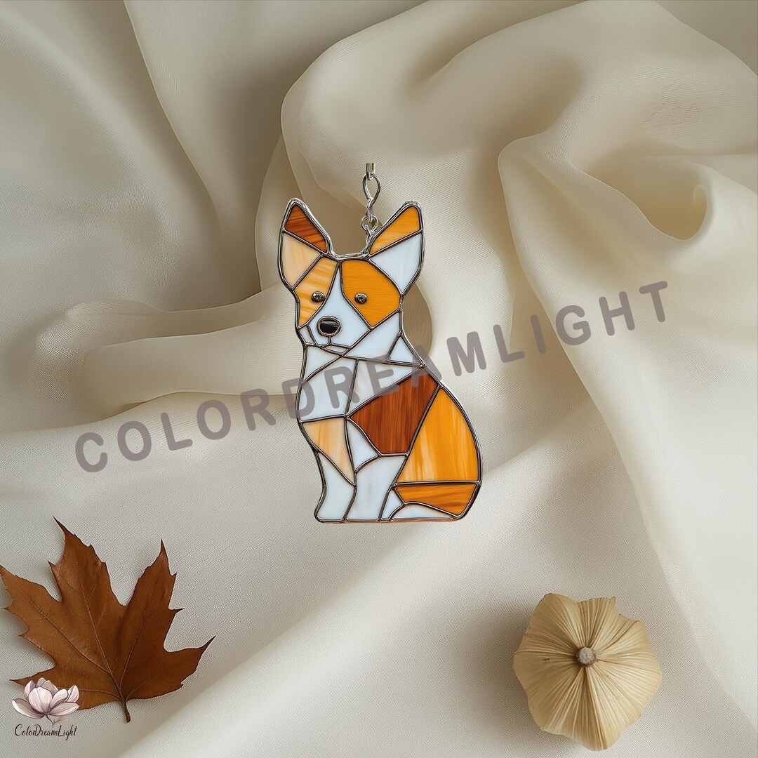Corgi Stained Glass Pattern PDF, Dog Suncatcher Template for Window ...