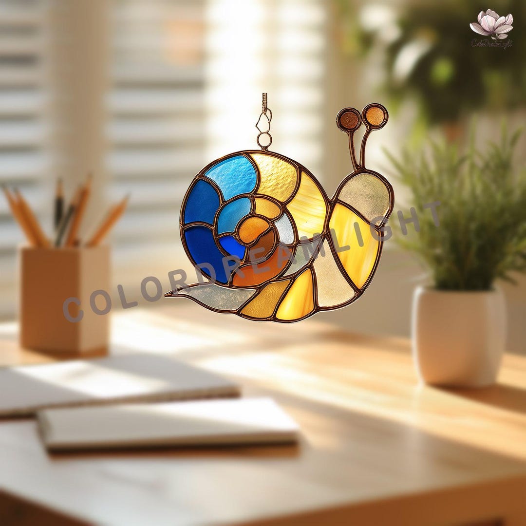 Snail Stained Glass Pattern, Cute Garden Snail Suncatcher Template ...