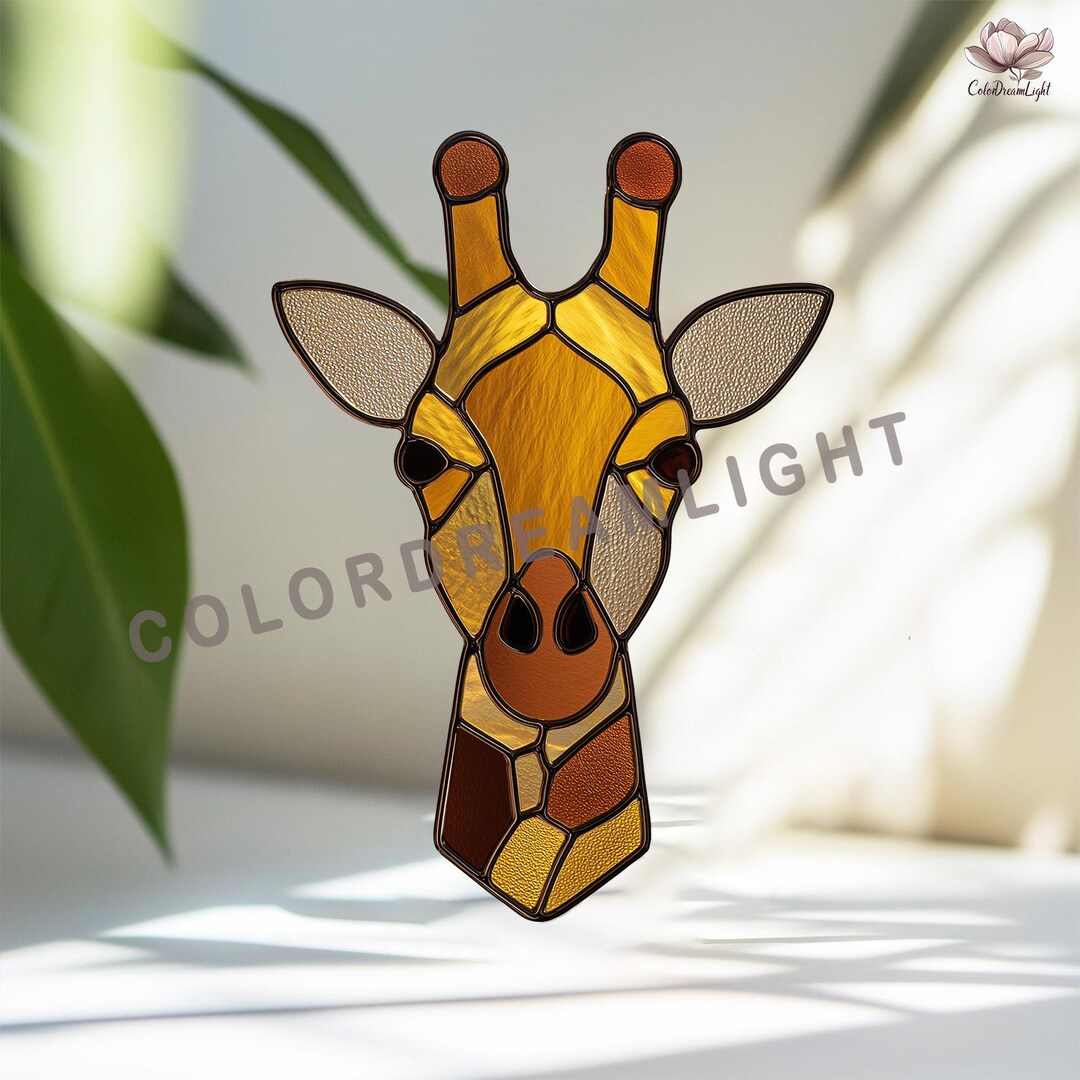 Giraffe Stained Glass Pattern, Elegant Animal Suncatcher Template ...