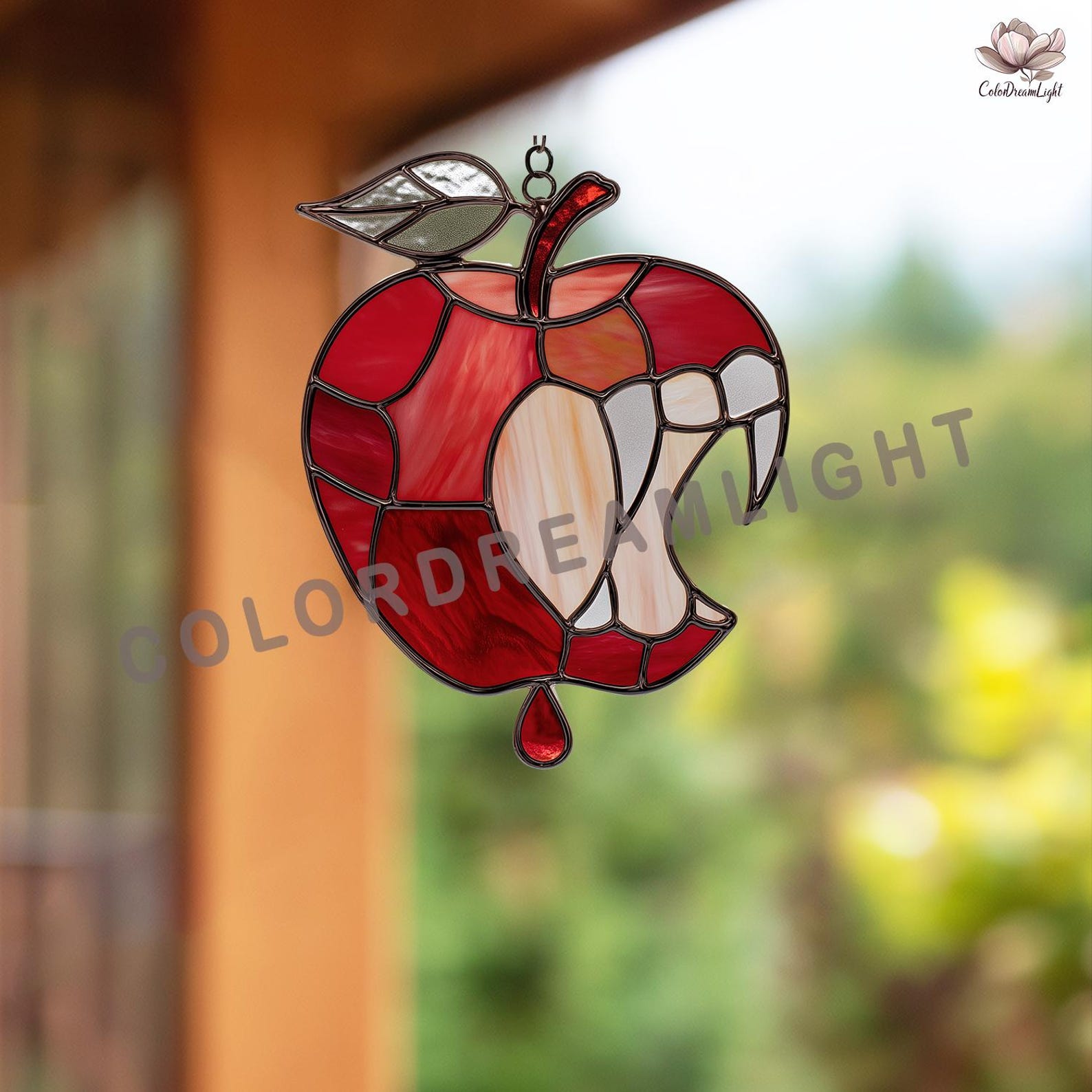 Vampire Apple Stained Glass Pattern PDF, Red Apple Suncatcher Design ...