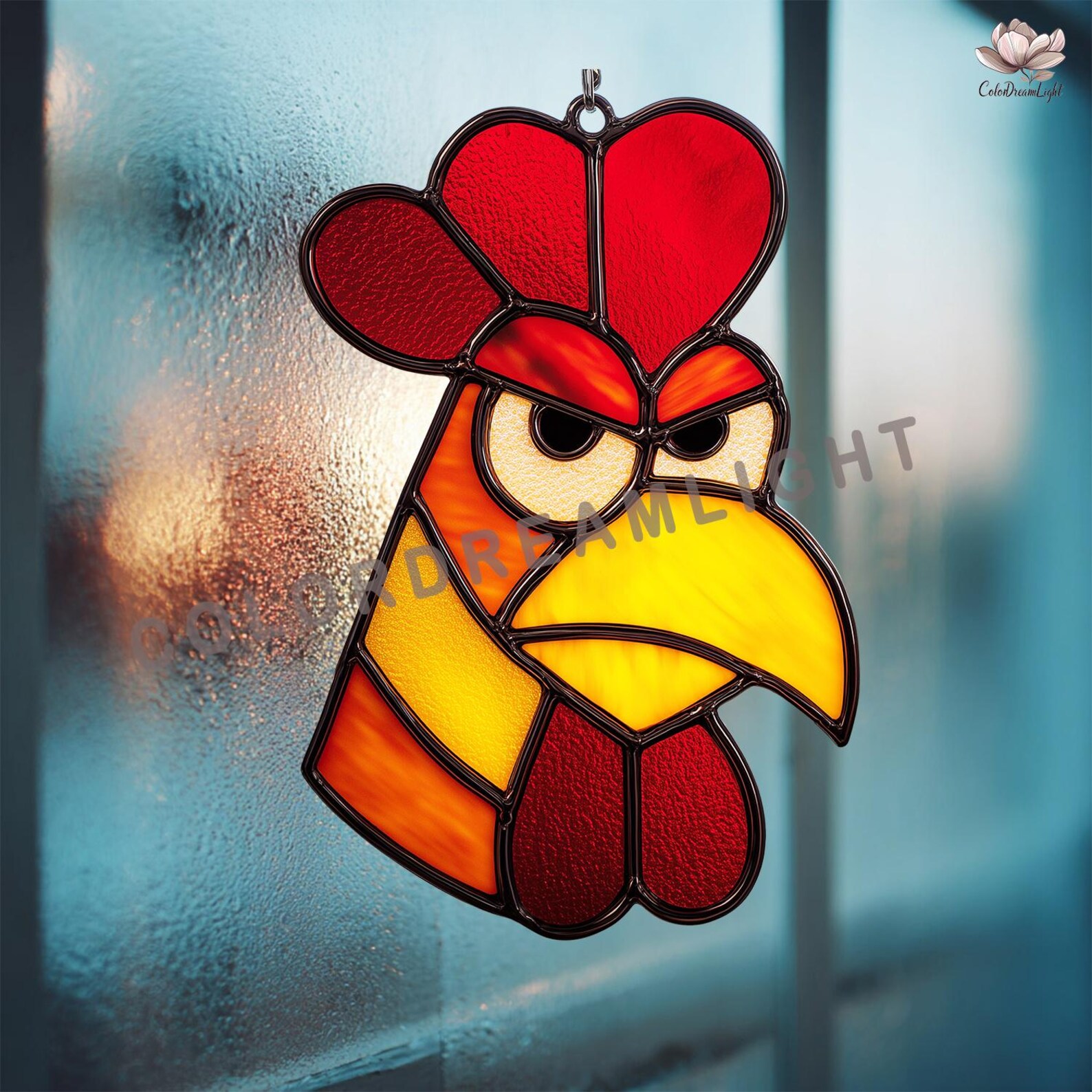 Rooster Stained Glass Pattern, Chicken Suncatcher Template, Farm Animal ...