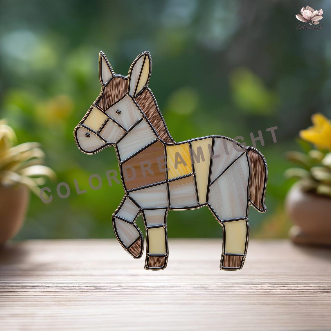Donkey Stained Glass Pattern PDF | Cute Farm Animal Suncatcher Templat ...