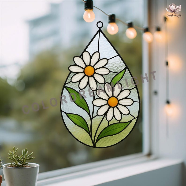 Daisy Stained Glass Pattern PDF | Summer Flower Suncatcher SVG ...