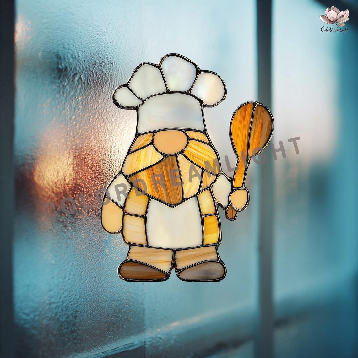 Chef Gnome Stained Glass Pattern, Cute Kitchen Suncatcher Template ...