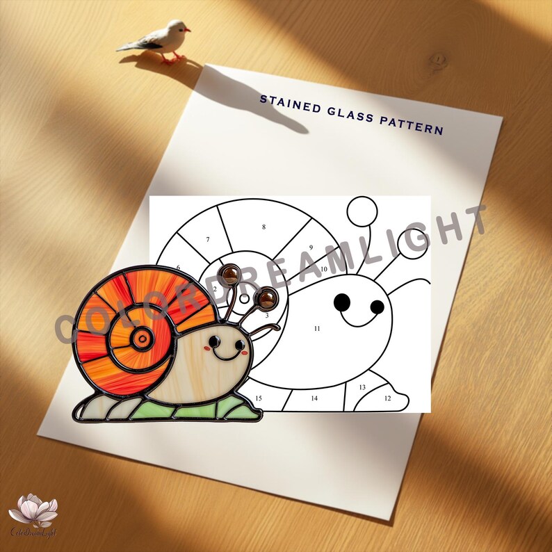 Snail Stained Glass Pattern PDF – Cute DIY Suncatcher Template for Kids ...