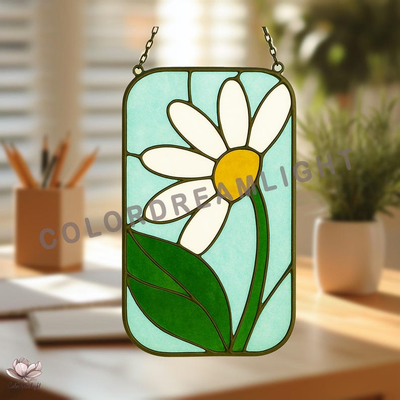 Daisy Stained Glass Pattern PDF – Easy Flower Suncatcher Template for ...