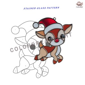 Reindeer Stained Glass Pattern, Christmas Animal Suncatcher Template ...