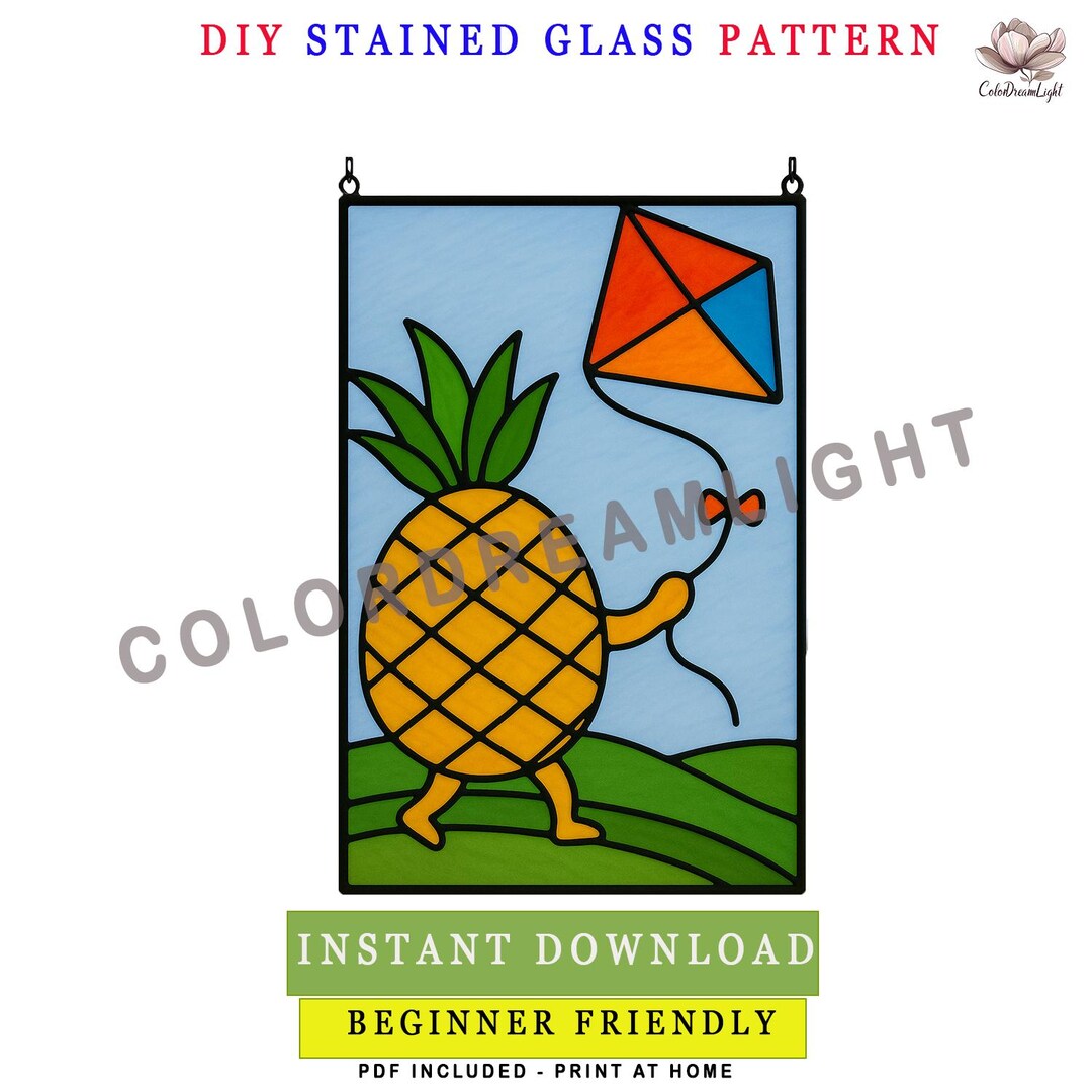 Pineapple Stained Glass Pattern PDF – Summer Fruit Suncatcher Design ...