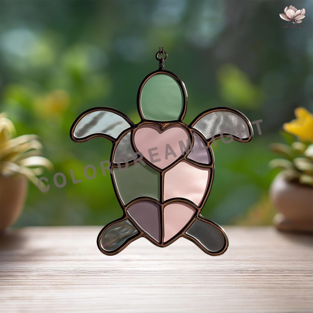 Turtle Stained Glass Pattern, Sea Animal Suncatcher Template, Instant ...