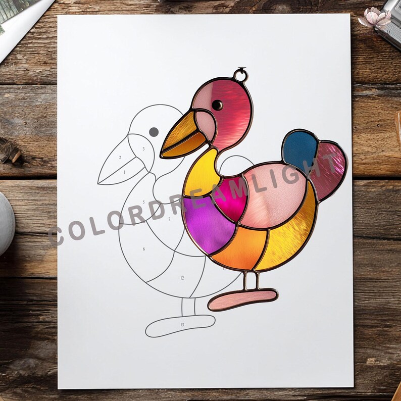 Dodo Bird Stained Glass Suncatcher Pattern – Cute Extinct Animal Window ...
