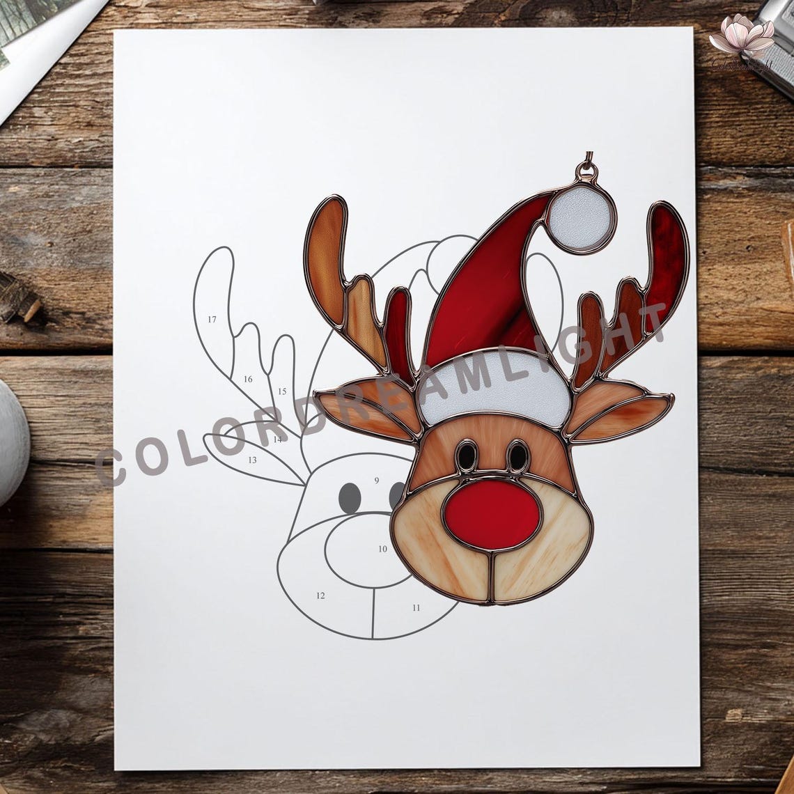 Reindeer Stained Glass Pattern, Christmas Suncatcher DIY, Cute Holiday ...