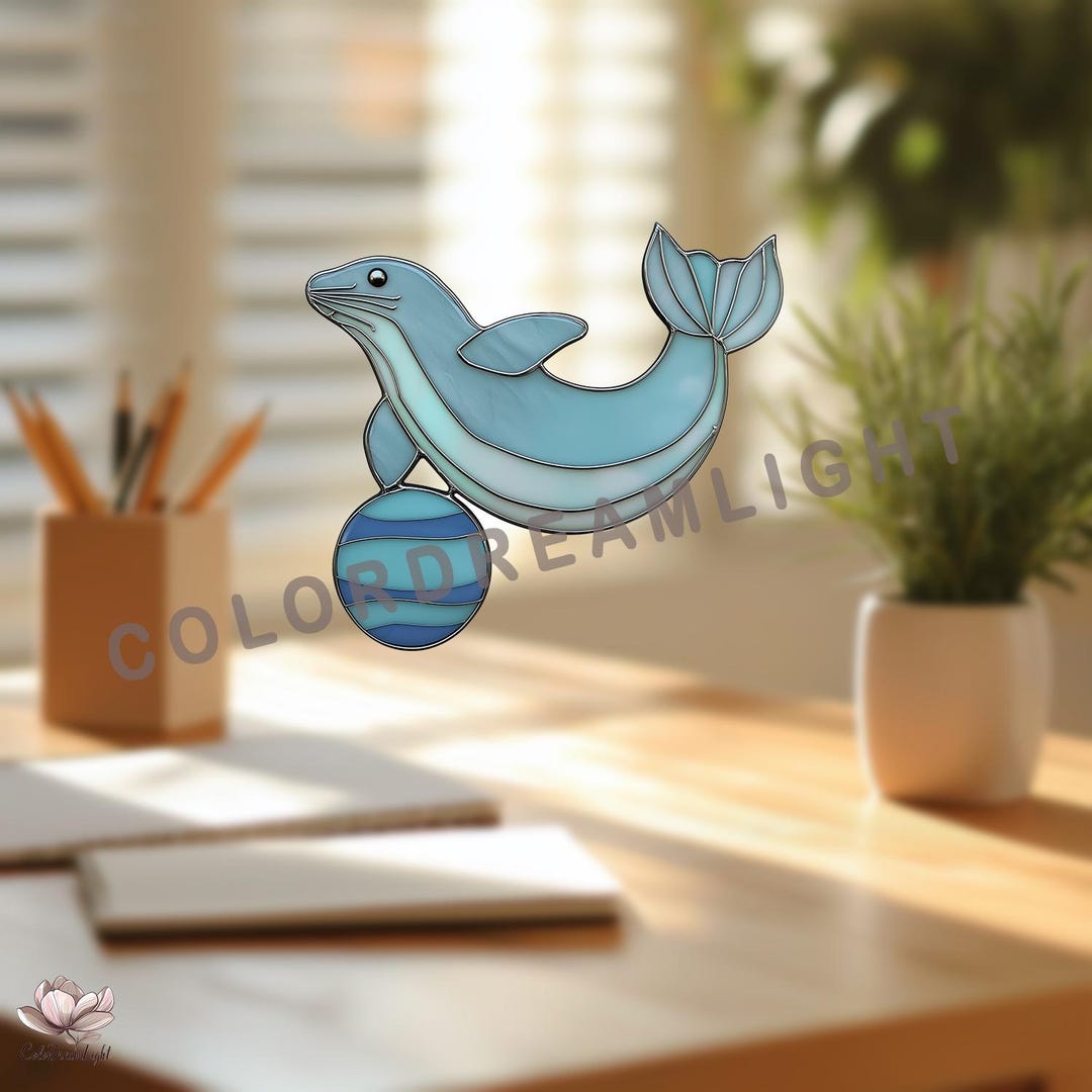 Seal Stained Glass Pattern PDF – Cute Dolphin Circus Animal With Ball ...