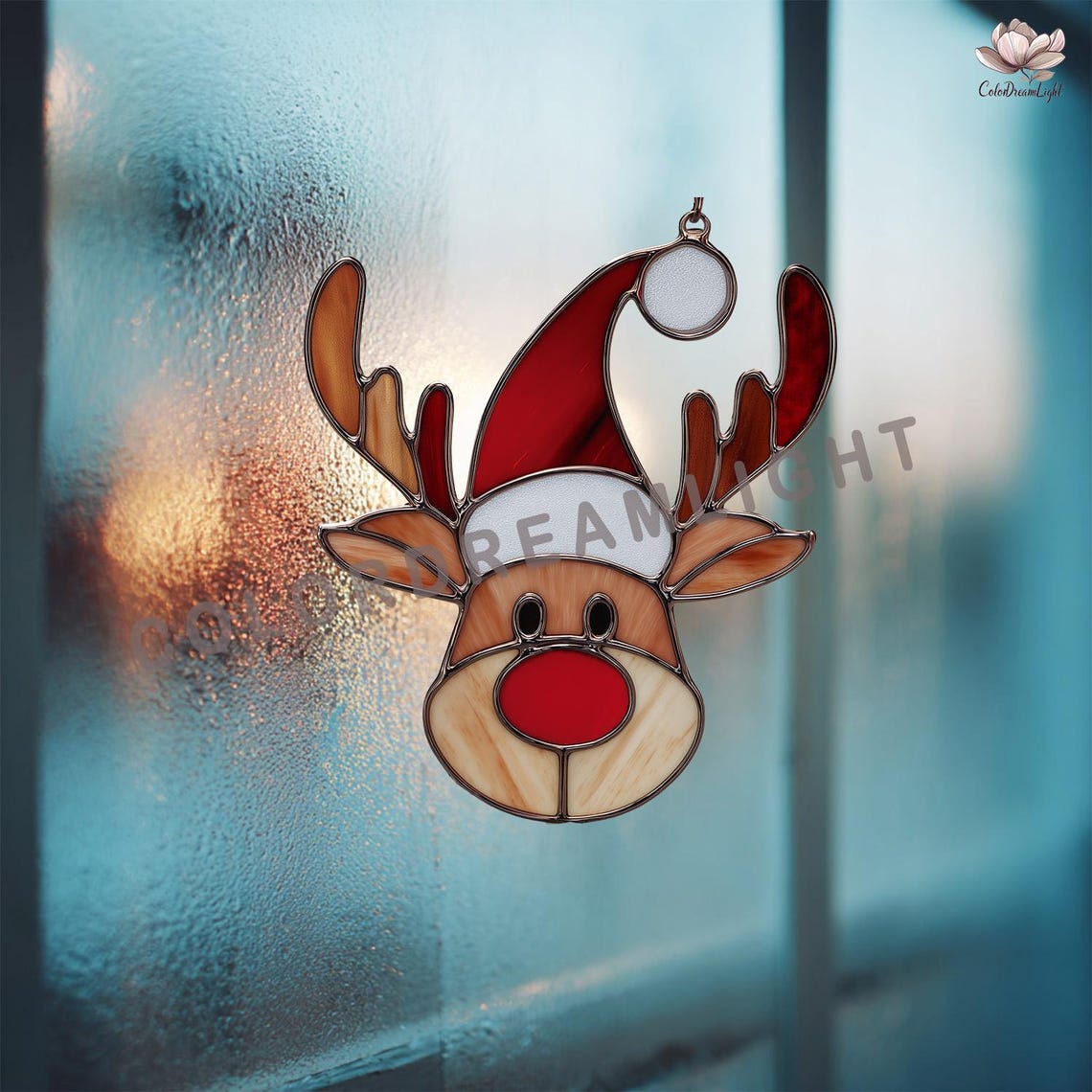 Reindeer Stained Glass Pattern, Christmas Suncatcher DIY, Cute Holiday ...