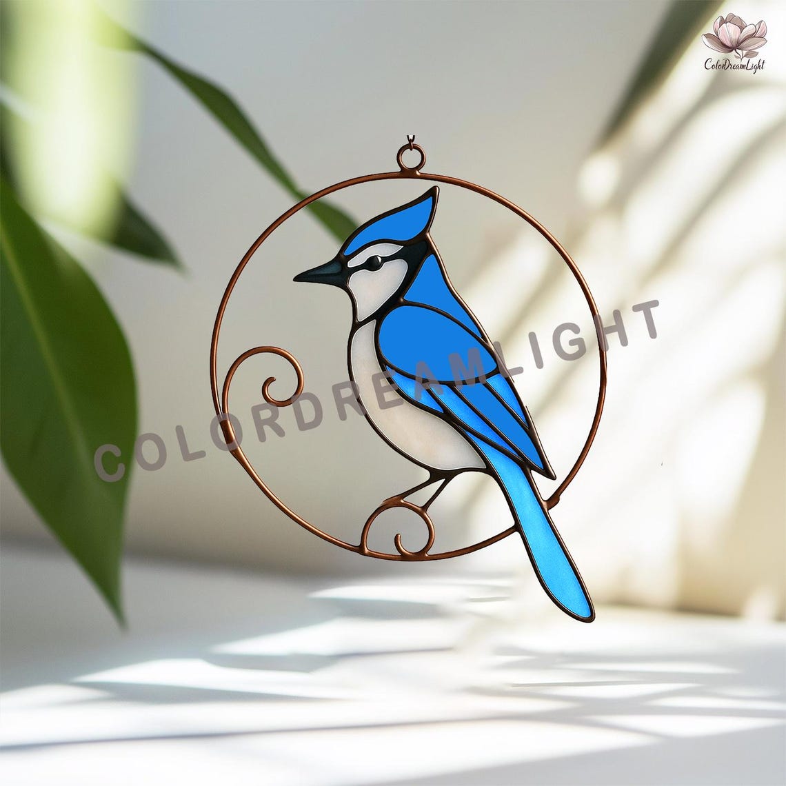 Blue Jay Stained Glass Pattern, Blue Bird Suncatcher Template, DIY ...