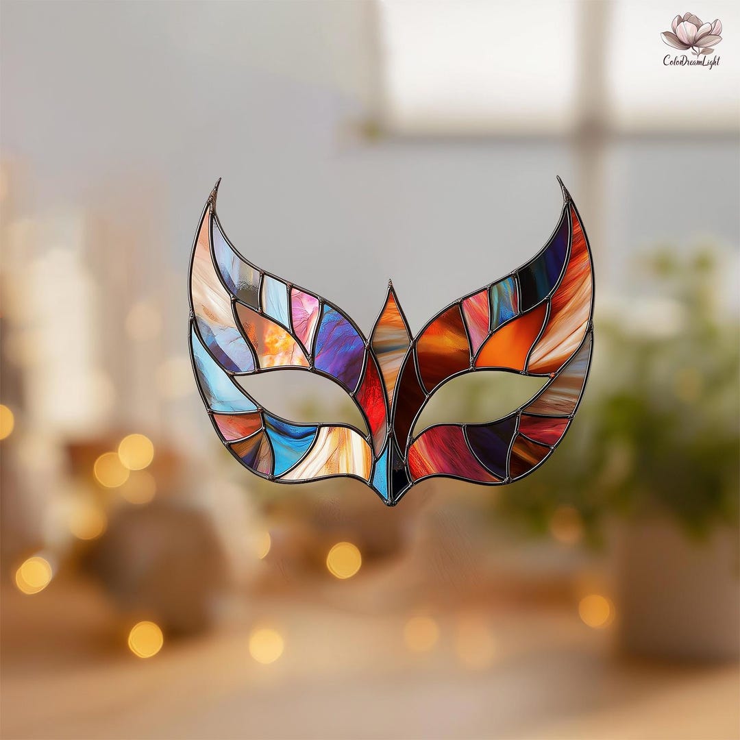 Stained Glass Mask Pattern: Carnival Masquerade Mask Suncatcher ...