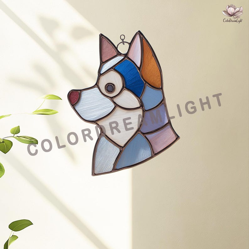 Husky Dog Stained Glass Suncatcher, Colorful Window Hanging, Dog ...