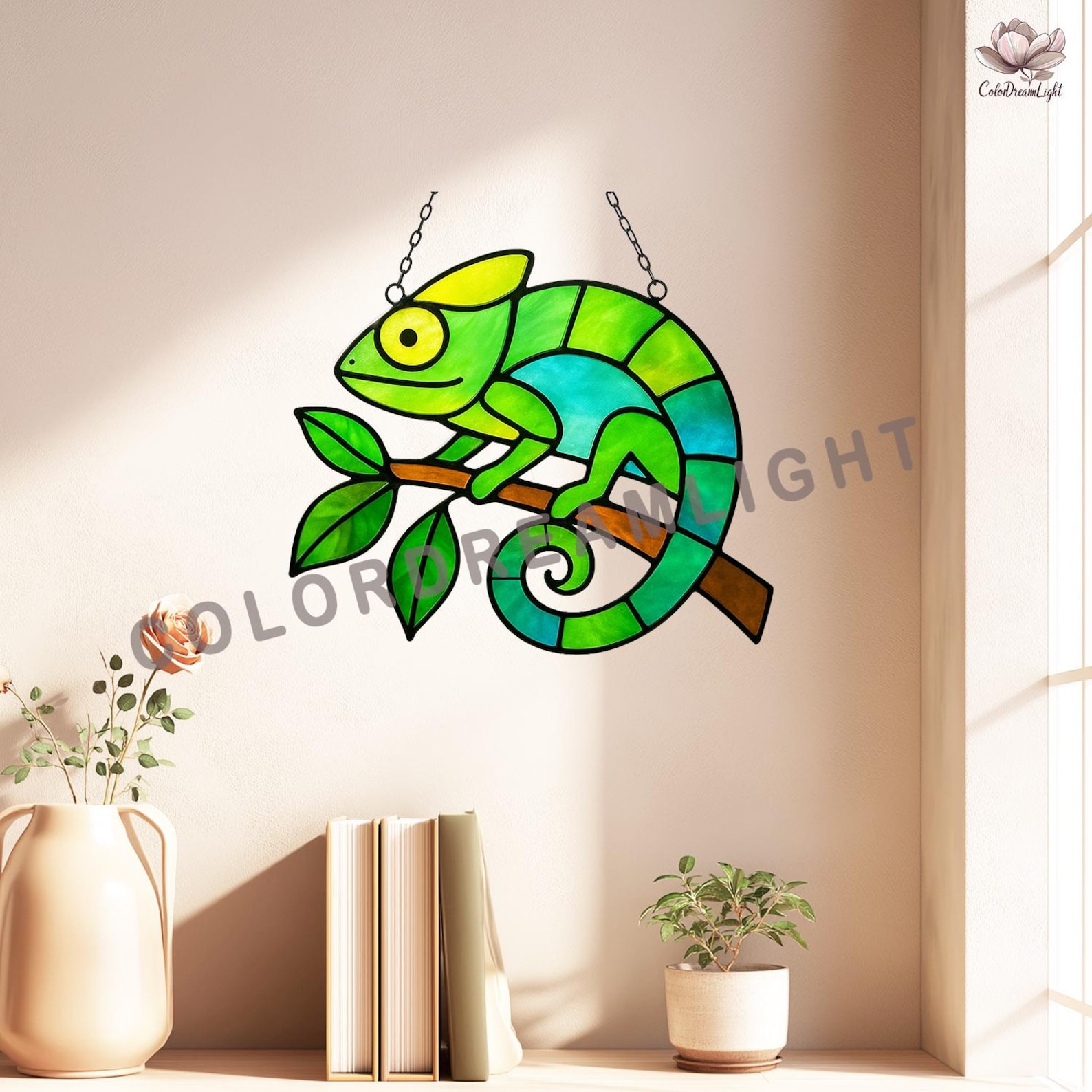Chameleon Stained Glass Pattern, Diy Lizard Suncatcher Template, Gecko ...