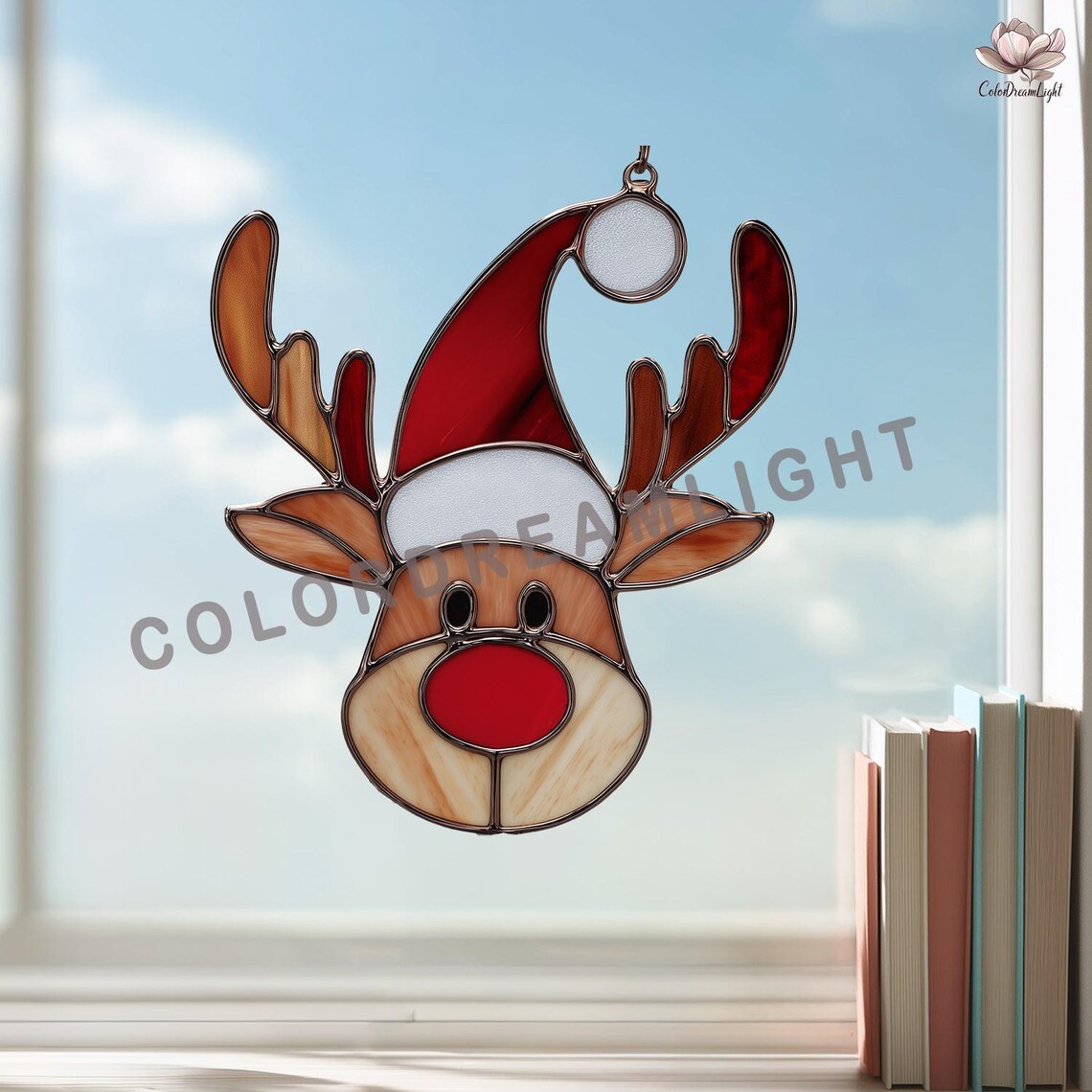 Reindeer Stained Glass Pattern, Christmas Suncatcher DIY, Cute Holiday ...